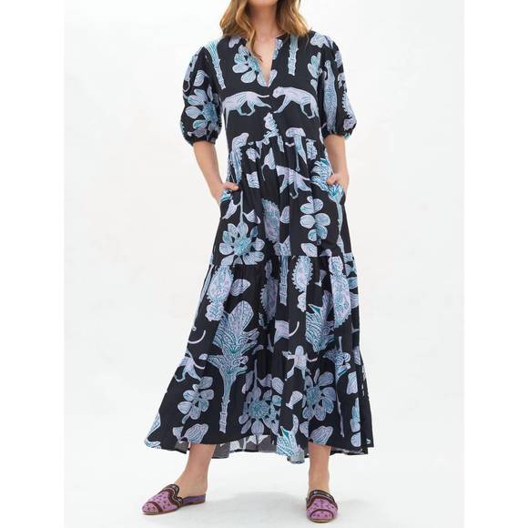 Oliphant | Dresses | New Oliphant Puff Sleeve Maxi Dress In Lamu Black ...